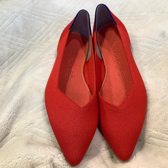 Rothy's | Shoes | Rothys The Point Red Clementine Knit Ballet Flats ...